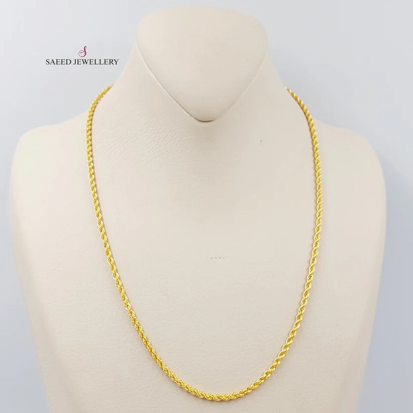 21K 50cm Medium Thickness Rope Chain – Saeed Jewelry