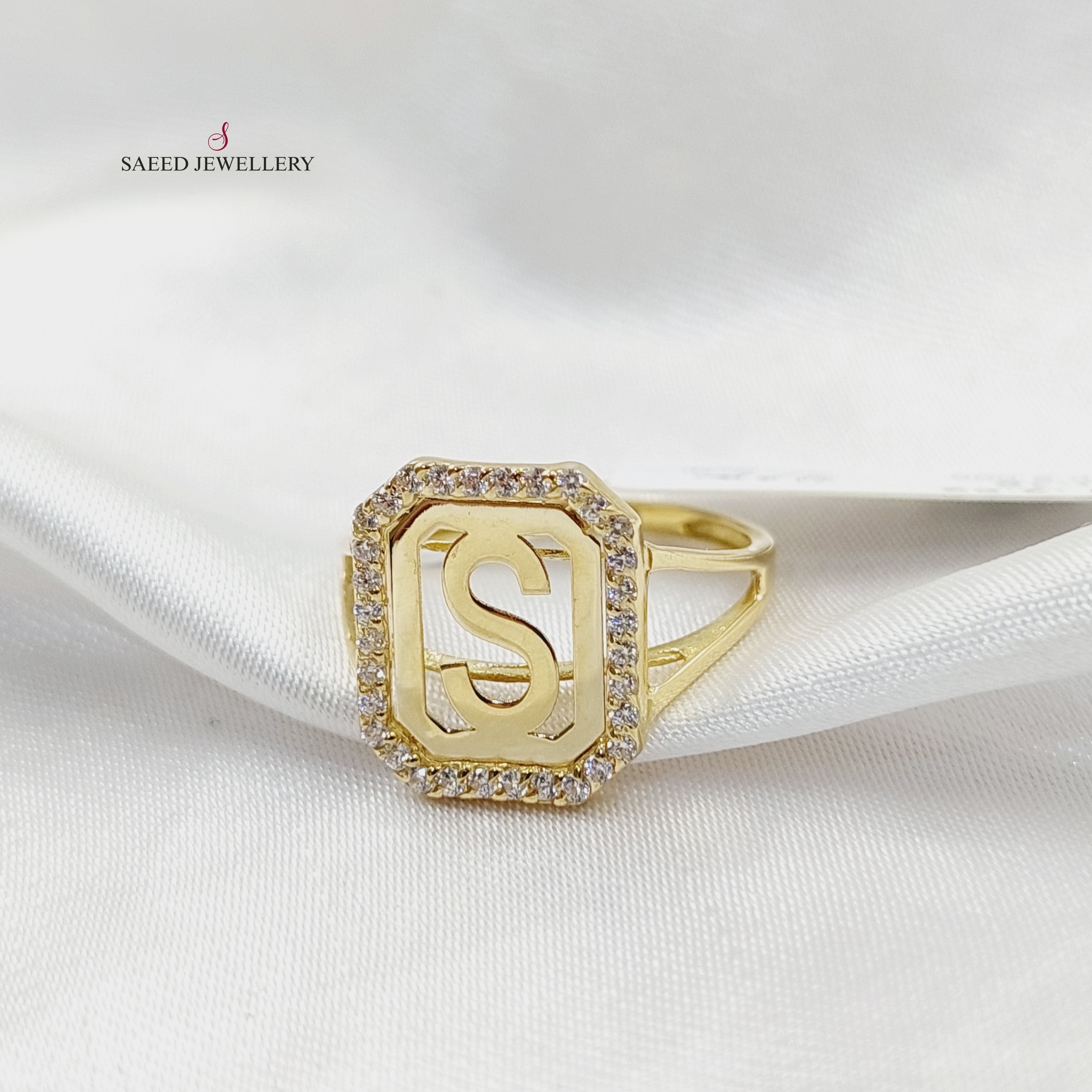 18K Zircon Studded S Letter – Saeed Jewelry