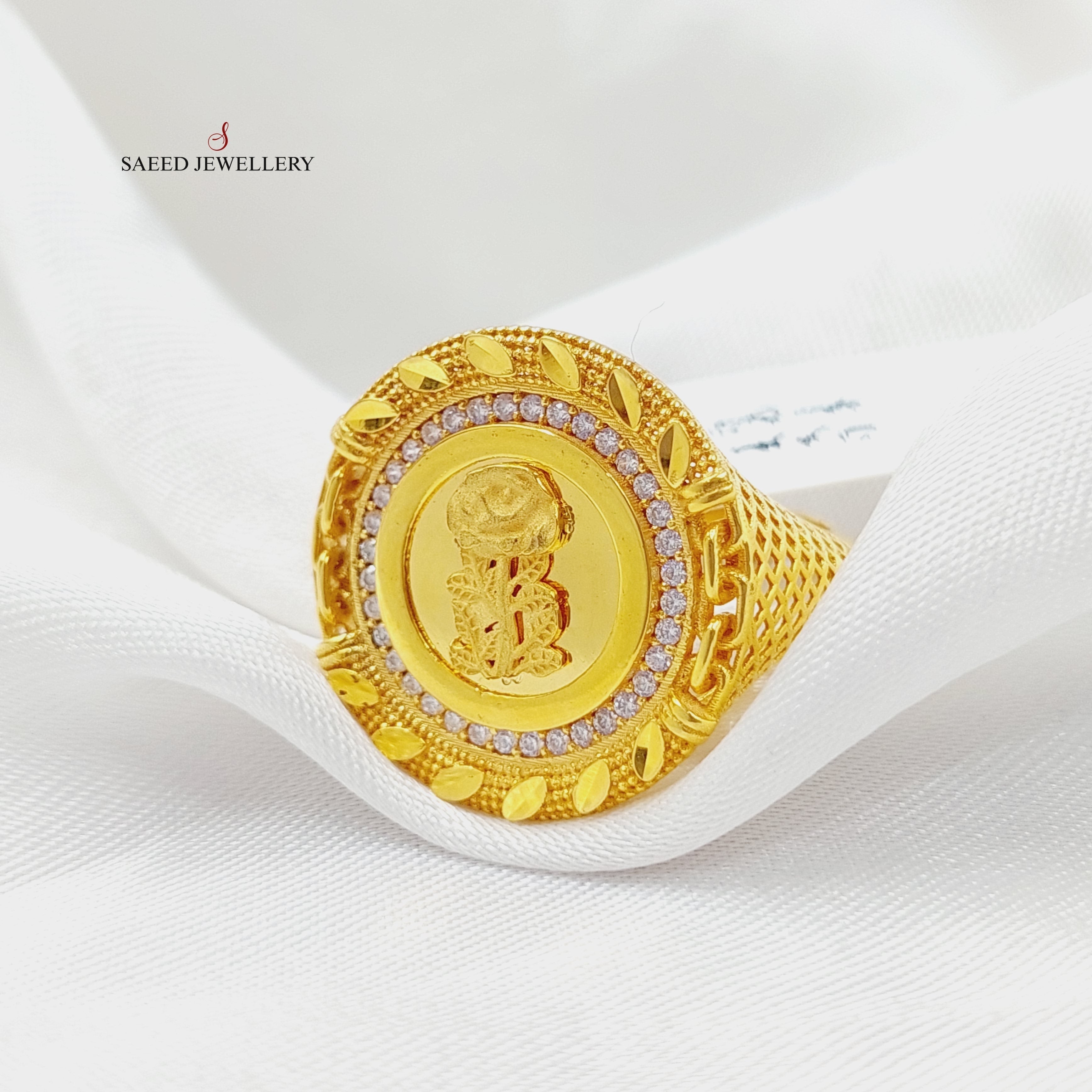 21K Zircon Studded Ounce Ring – Saeed Jewelry