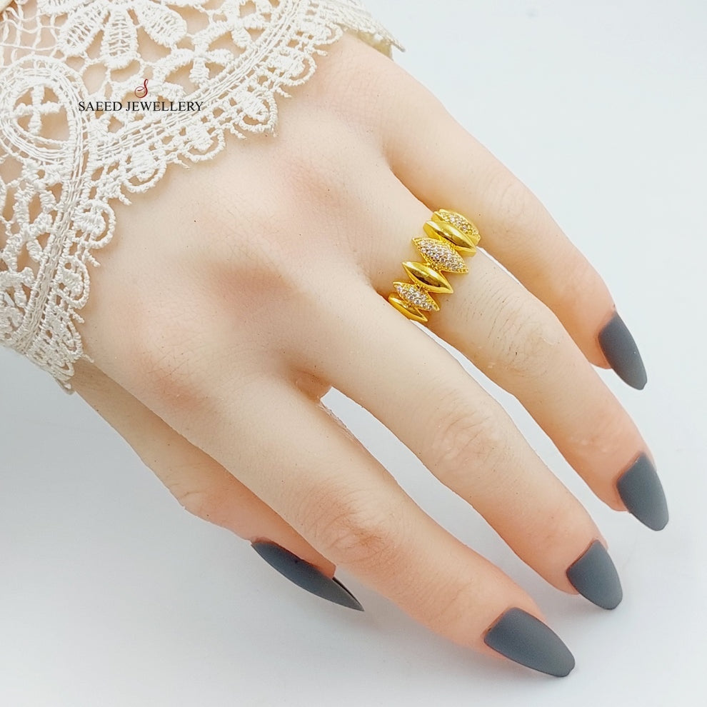 21K Zircon Studded Rhombus Ring – Saeed Jewelry